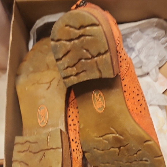 Shoes | Sas Orange Perforated Leather Shoes | Poshmark